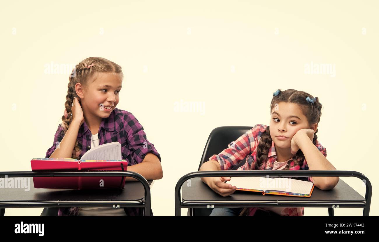 girls children holding book to study homework. back to school. school ...