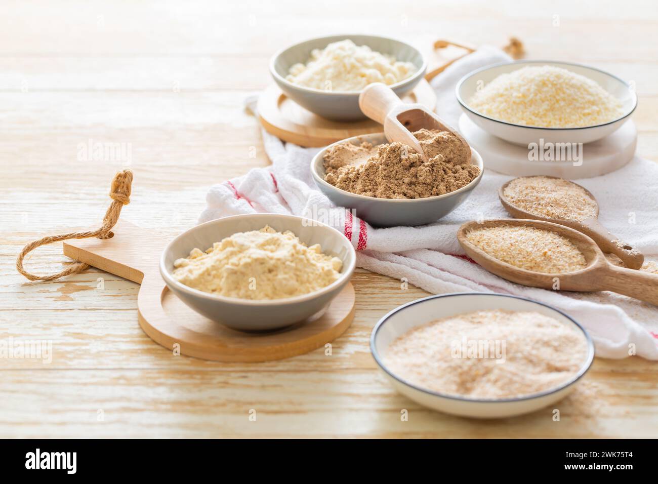 Assortment of various gluten free flour, without carbohydrate (almond ...