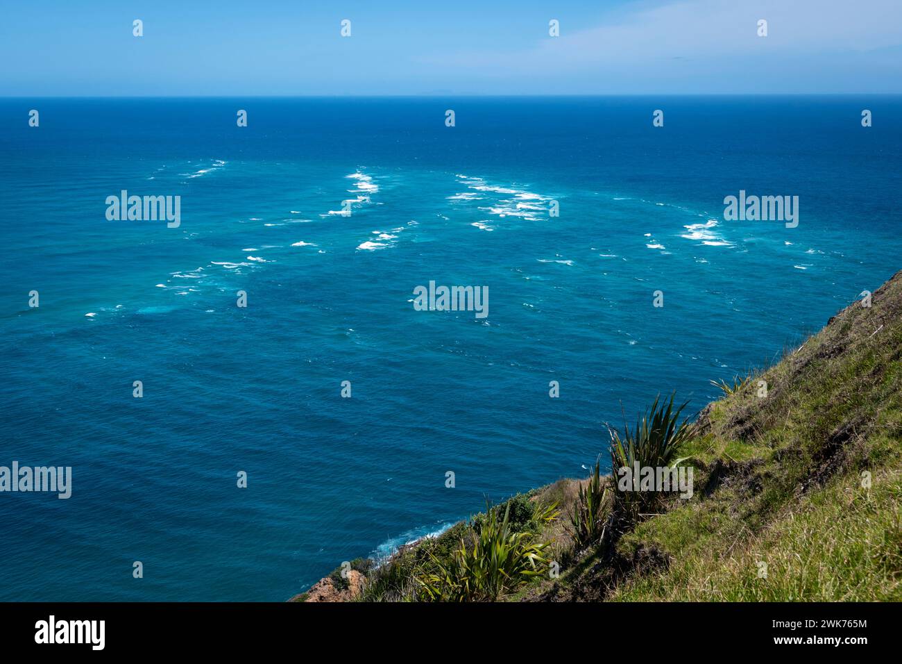 Meeting of the Tasman Sea, on the left, and the Pacific Ocean, on the ...