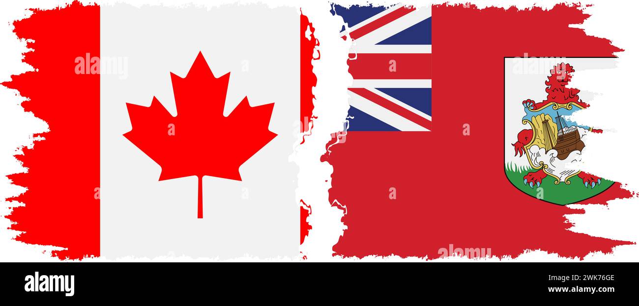 Bermuda and Canada grunge flags connection, vector Stock Vector Image ...