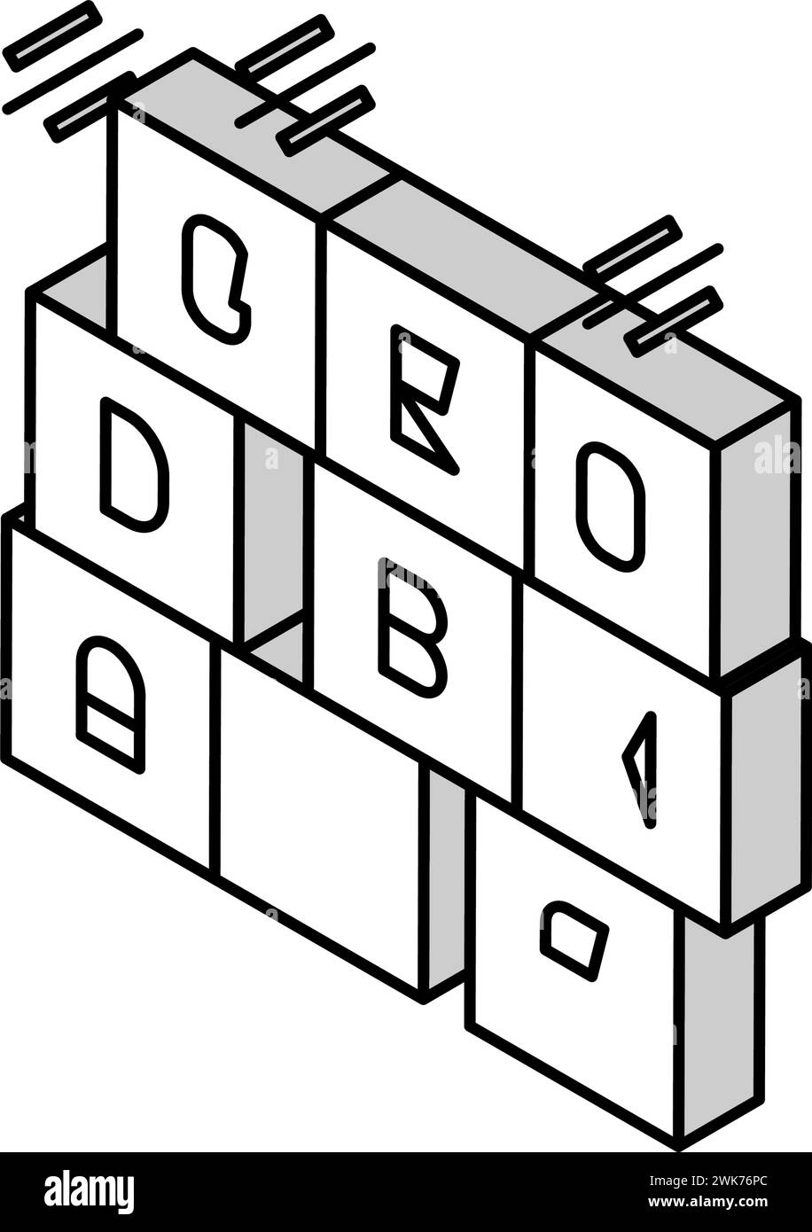 alphabet cubes kindergarten isometric icon vector illustration Stock ...