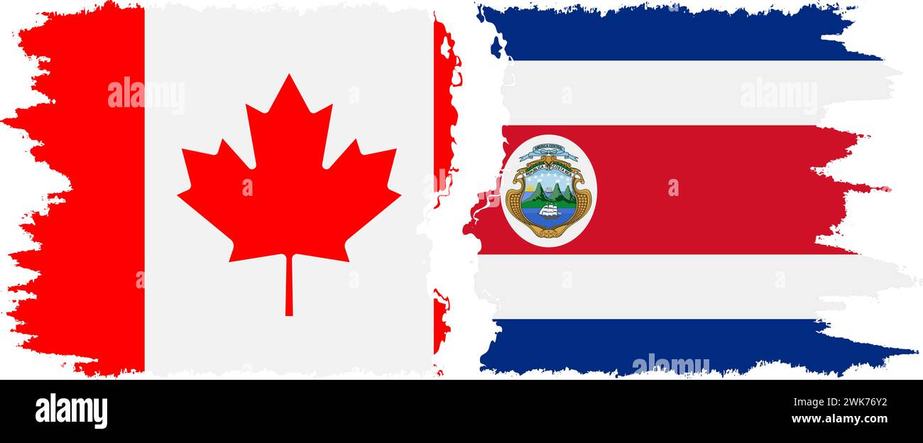Costa Rica and Canada grunge flags connection, vector Stock Vector ...
