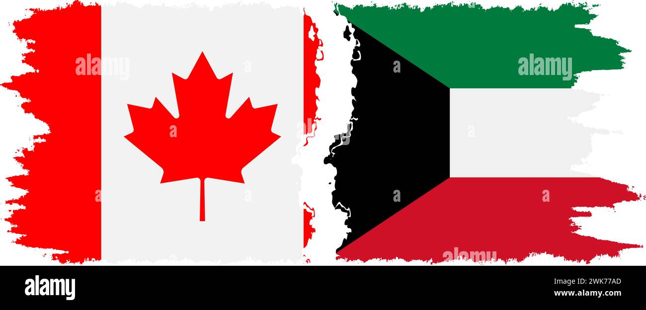 Kuwait and Canada grunge flags connection, vector Stock Vector Image ...