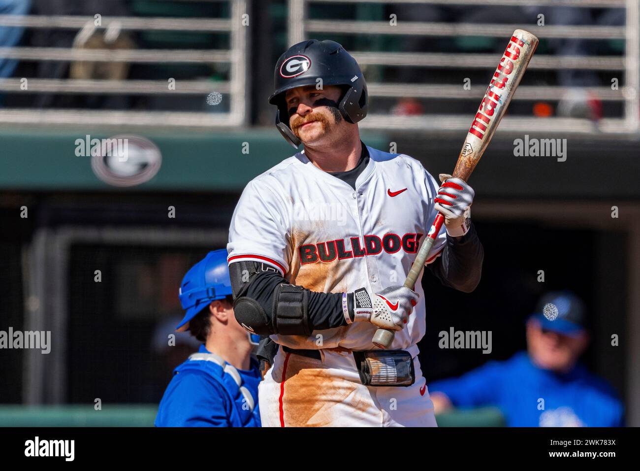 Georgia outfielder Dillon Carter (1) looks to the dugout during an NCAA ...