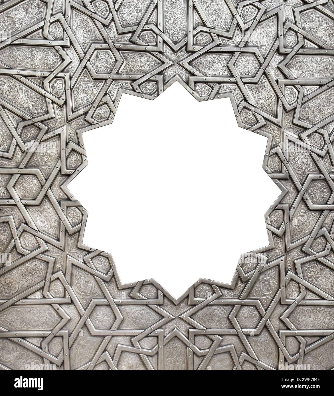 Frame with traditional islamic ornament. Copper window shutter with ...