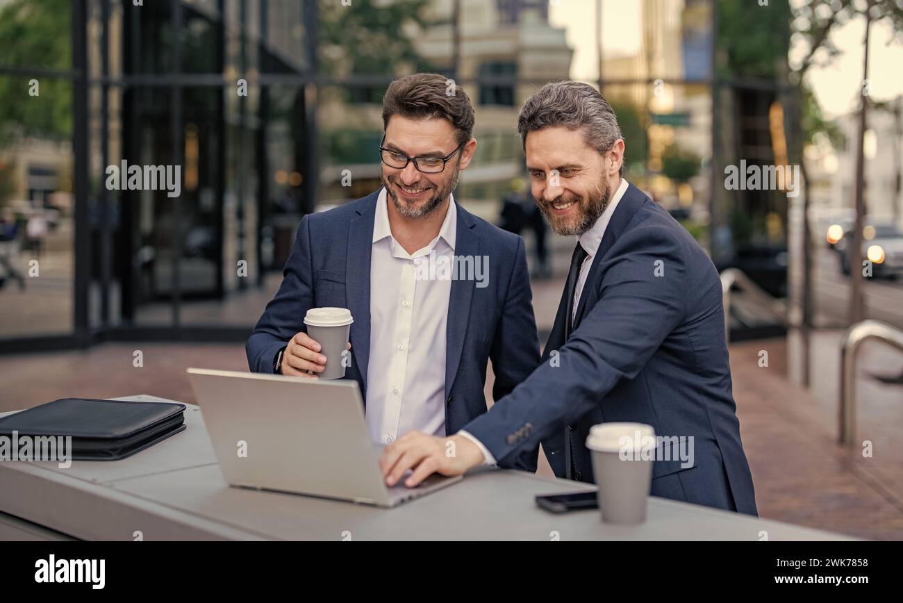 photo of freelancer men have business online. two freelancer men have ...