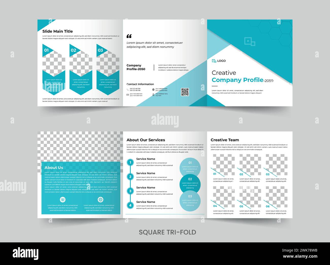 Business promotion square trifold brochure design. Modern corporate Editable template vector ...