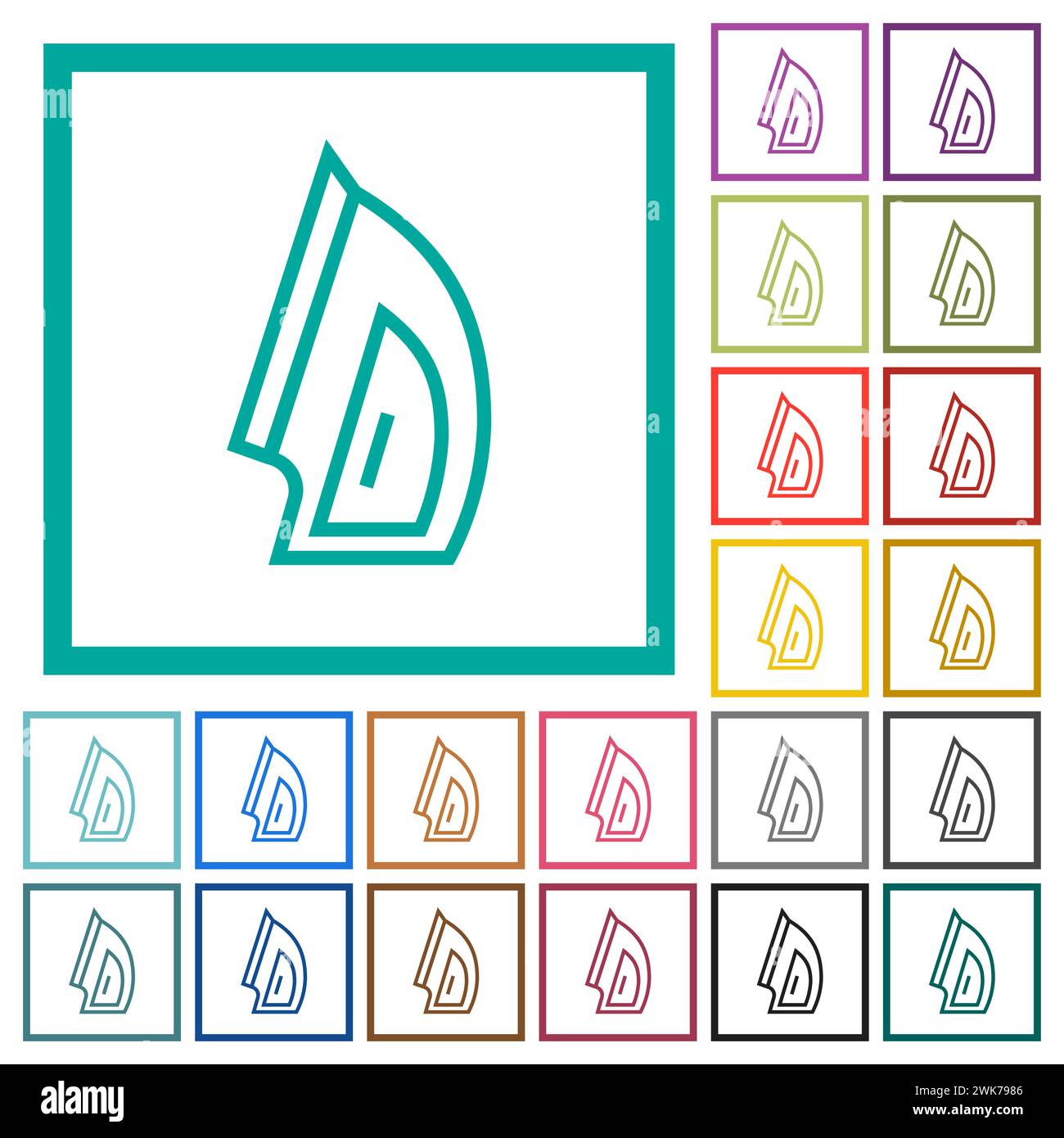 Iron Outline Flat Color Icons With Quadrant Frames On White Background Stock Vector Image And Art