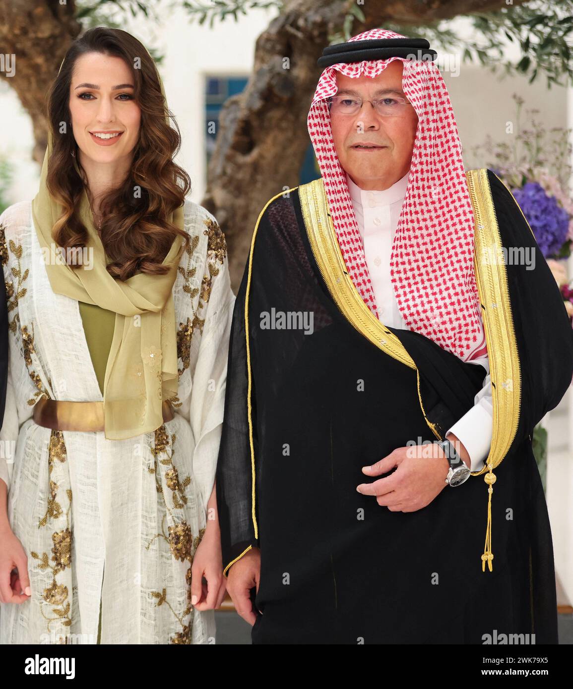 Riyadh, Saudi Arabia. 17th Aug, 2021. File photo shows Jordan's Princess Rajwa and her father ...