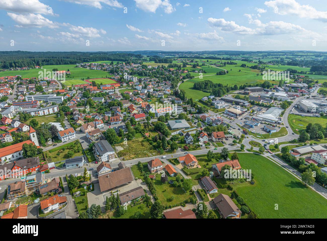 Aerial view of the region around Vogt in the district of Ravensburg in ...