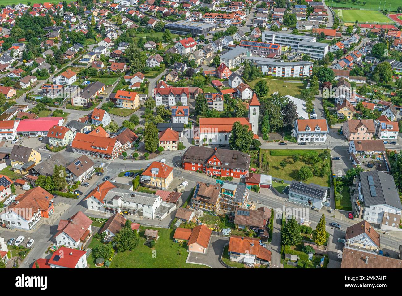 Aerial view of the region around Vogt in the district of Ravensburg in ...