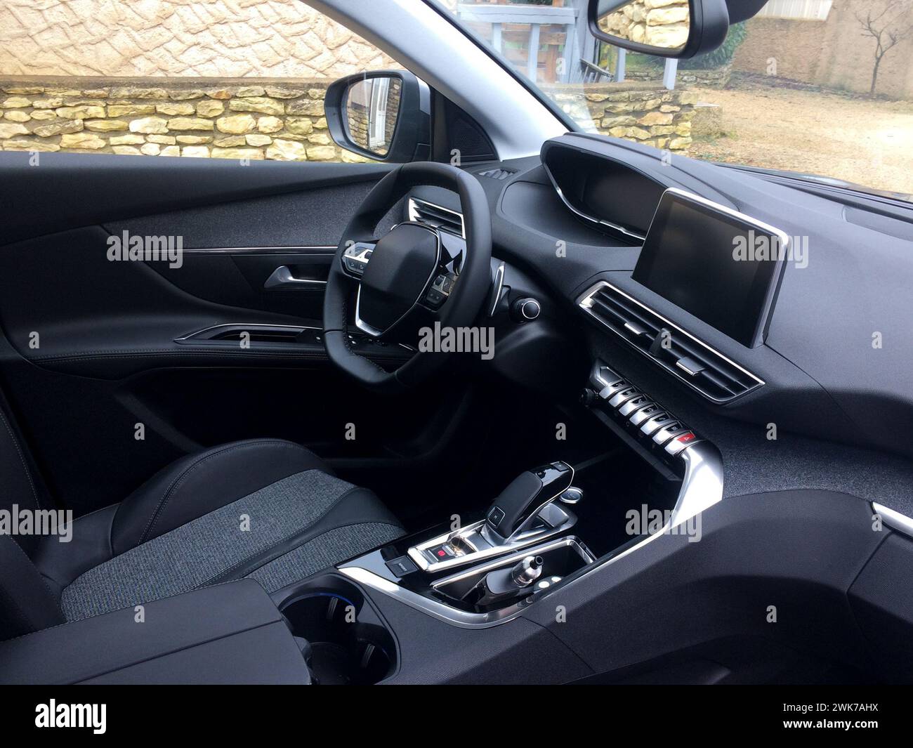 Modern black interior of premium automatic car Stock Photo - Alamy