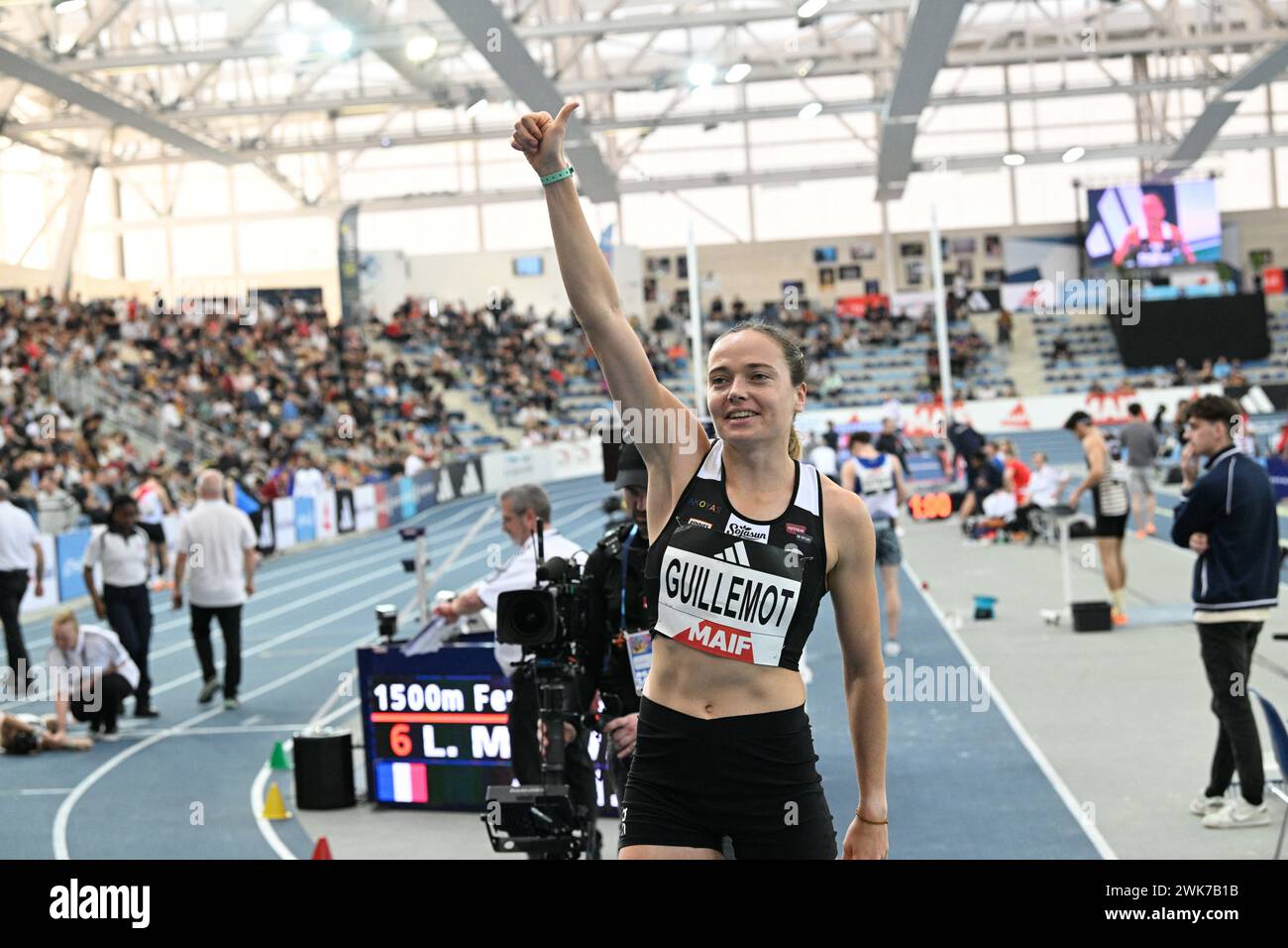 Miramas, France. 18th Feb, 2024. Agathe Guillemot wins 1500 m ...