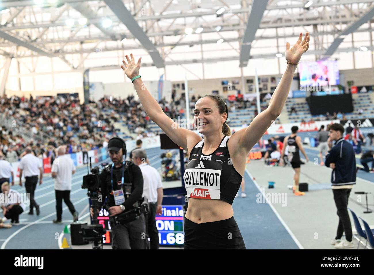 Miramas, France. 18th Feb, 2024. Agathe Guillemot wins 1500 m ...