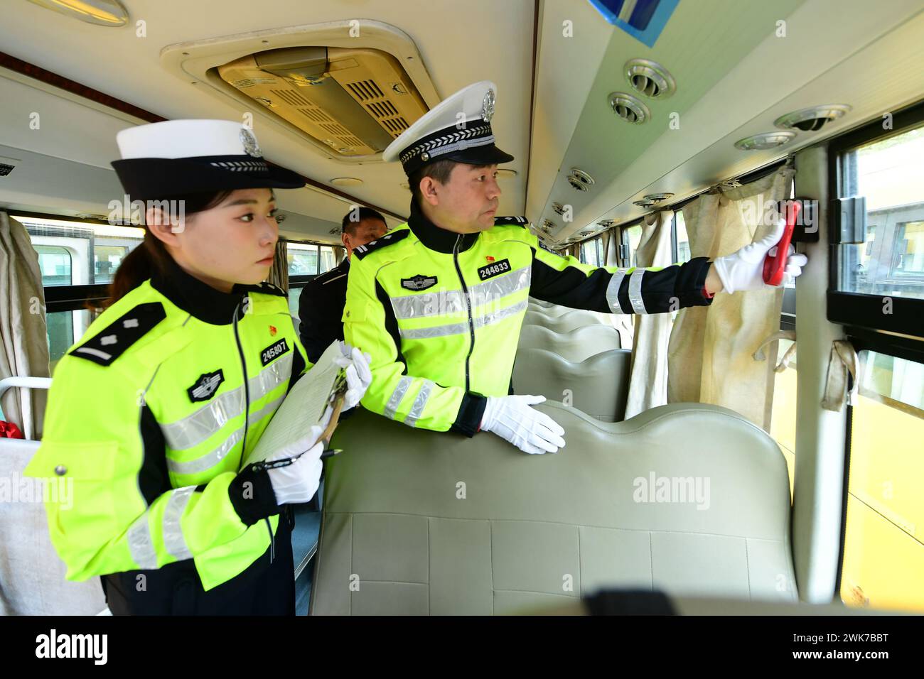 TAICANG, CHINA - FEBRUARY 19, 2024 - Traffic police conduct a safety ...
