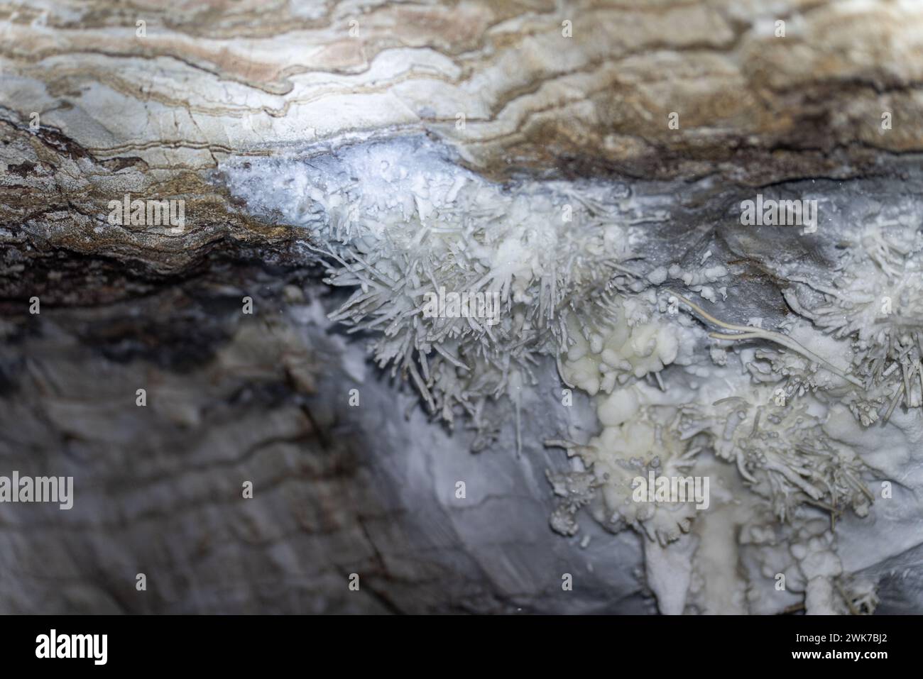 Intricate Crystal Formations in a Mysterious Cave Interior Stock Photo ...