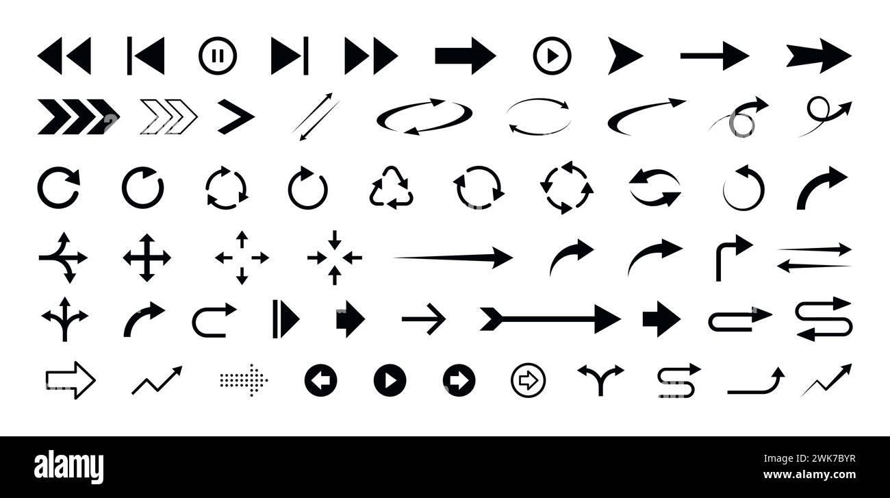 Arrow icon set Vector collection. Black Arrows icon Stock Vector Image ...