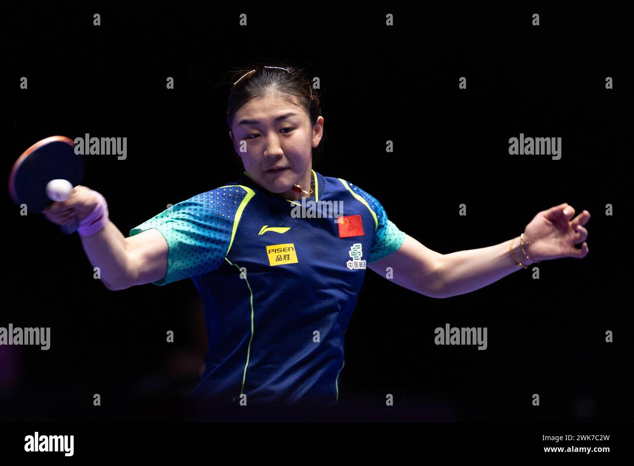 Busan, South Korea. 19th Feb, 2024. Chen Meng of China competes against ...