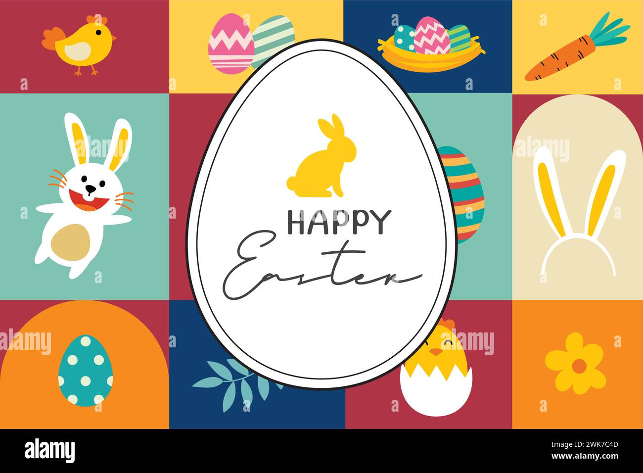 Happy easter greeting card background template.Can be used for cover ...