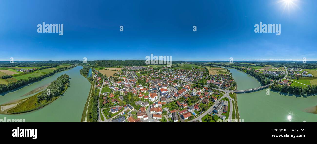 The market town of Marktl on the Inn in the Inn-Salzach region of Upper ...