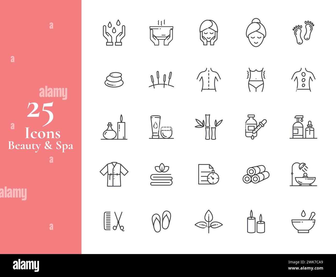 Beauty and Spa icon set. Vector in modern thin line style web icon ...