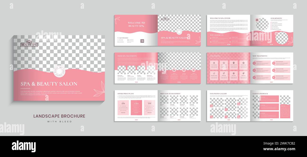 spa and beauty salon landscape brochure design template Stock Vector ...
