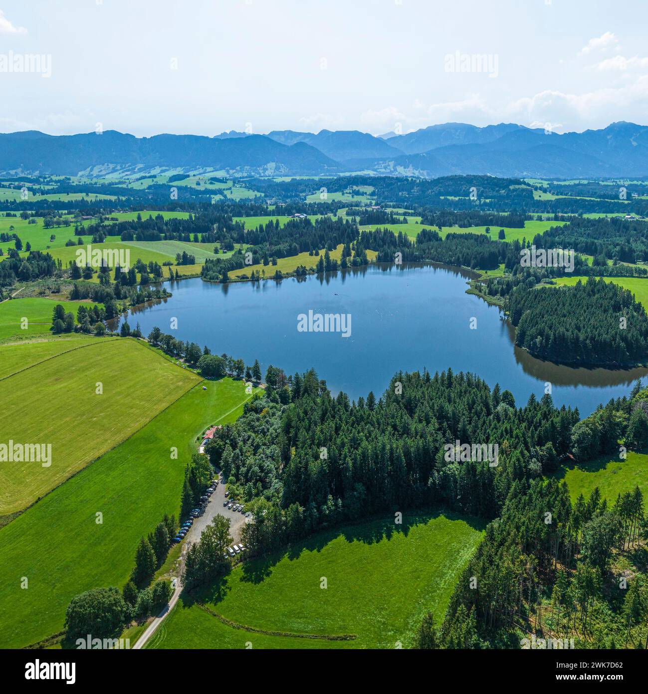 Idyllic natural landscape in the Ostallgäu around the Sameister and ...