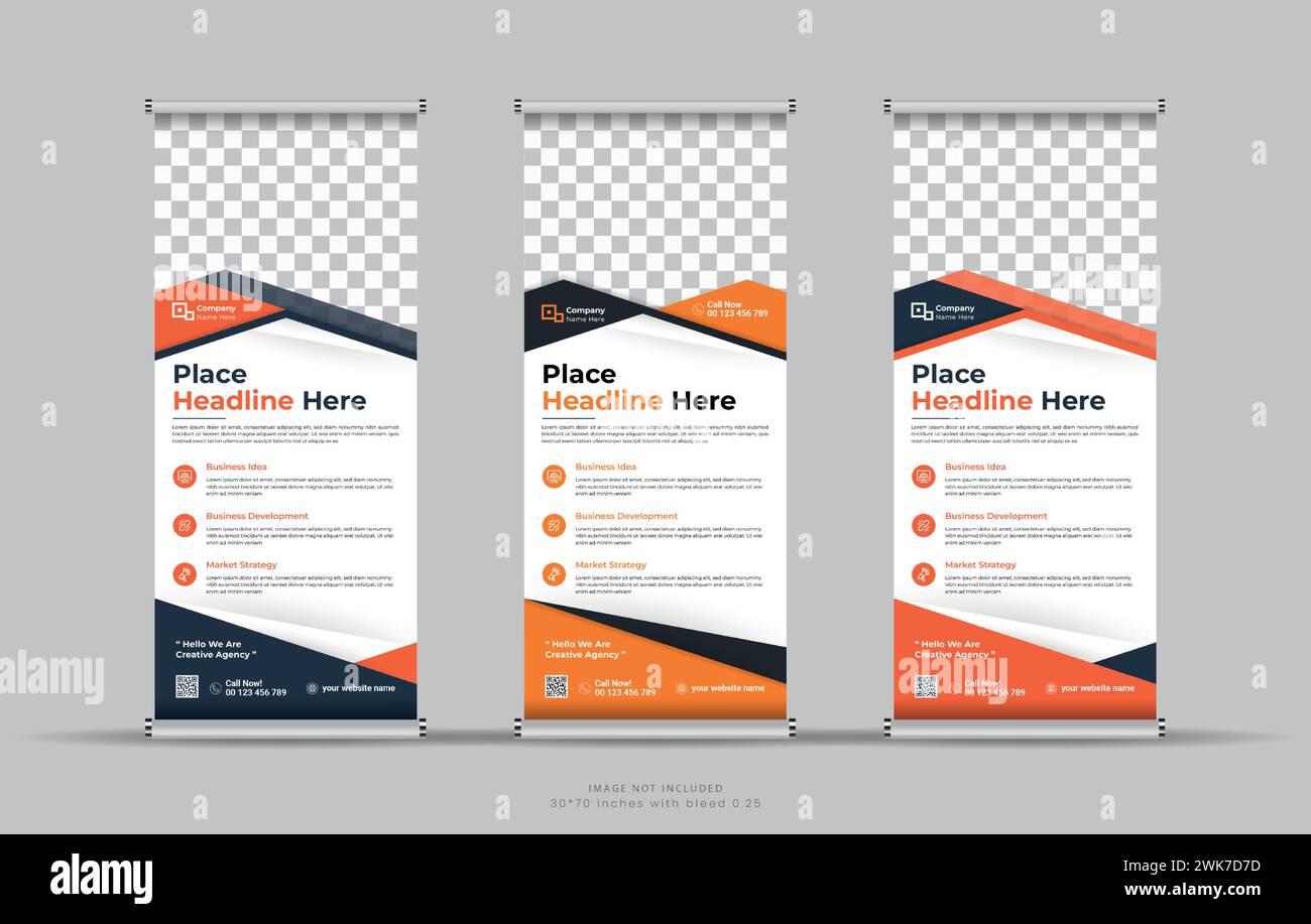 Roll Up Banner Stand Design with Abstract Geometric Colorful Speech ...