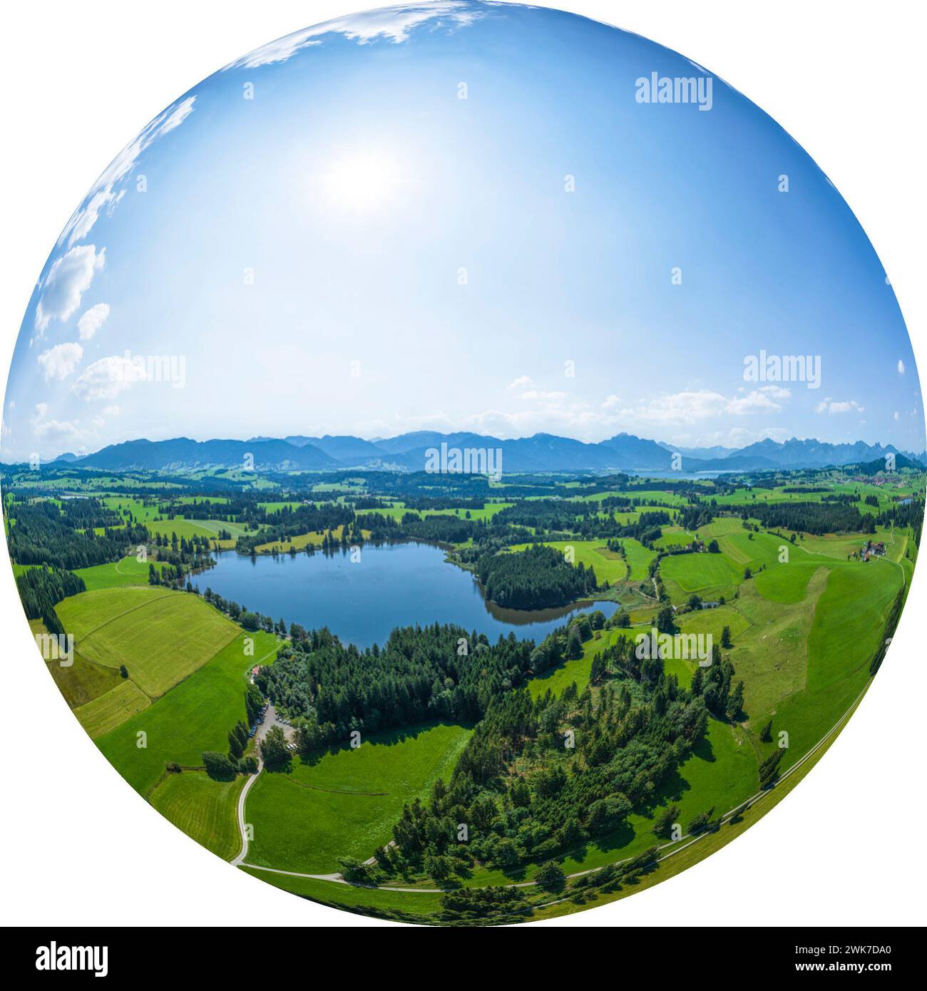 Idyllic natural landscape in the Ostallgäu around the Sameister and ...