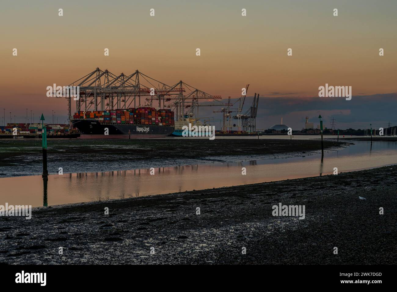 Eling, Hampshire, England, UK - September 29, 2022: A bench at dusk ...