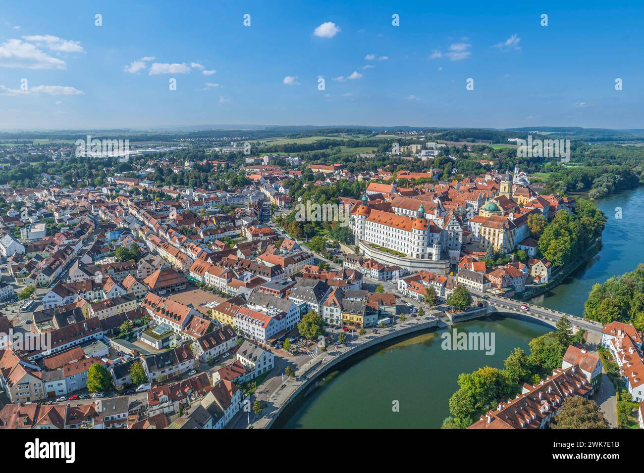 View of the Upper Bavarian district town of Neuburg in the Danube ...