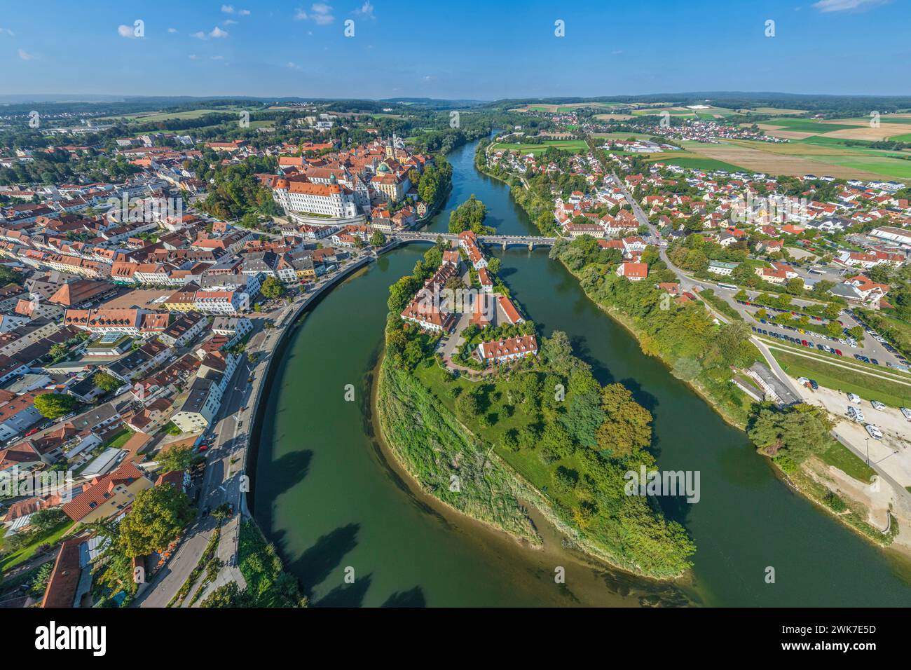 View of the Upper Bavarian district town of Neuburg in the Danube ...