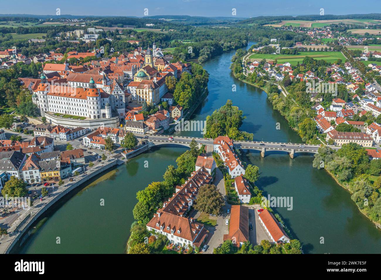 View of the Upper Bavarian district town of Neuburg in the Danube ...