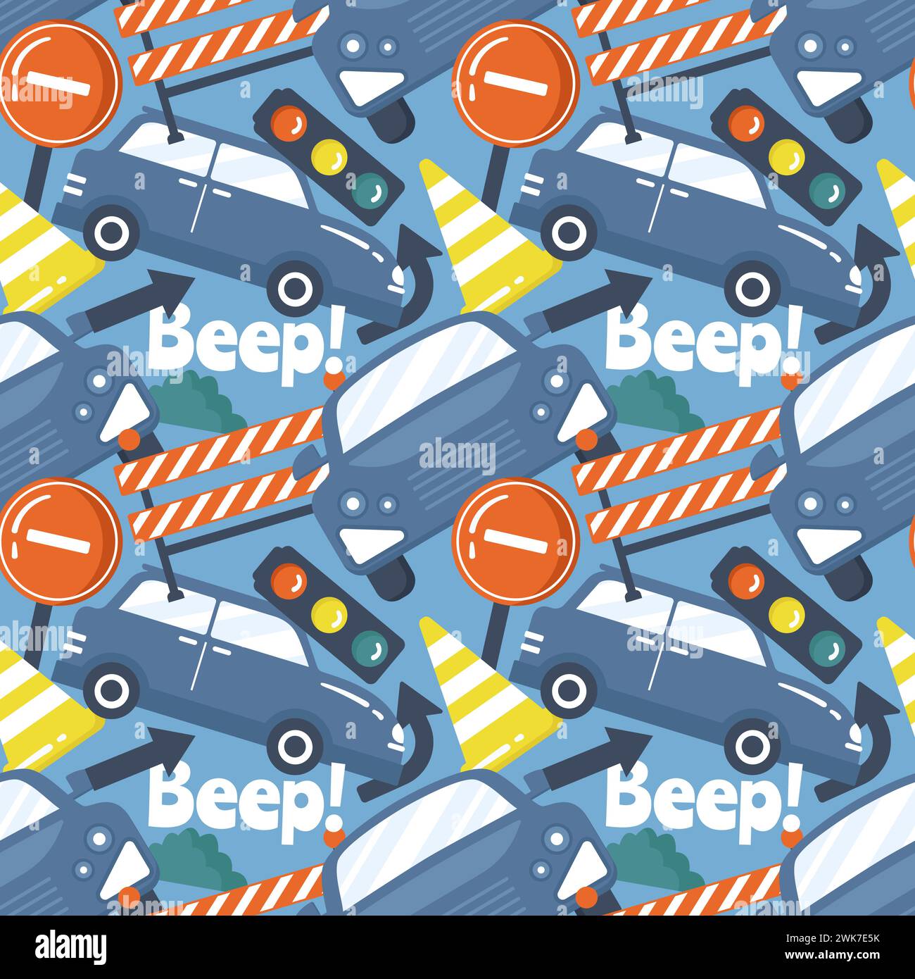 Car Toys Seamless Pattern Design with Boys and Girls Children Toy ...