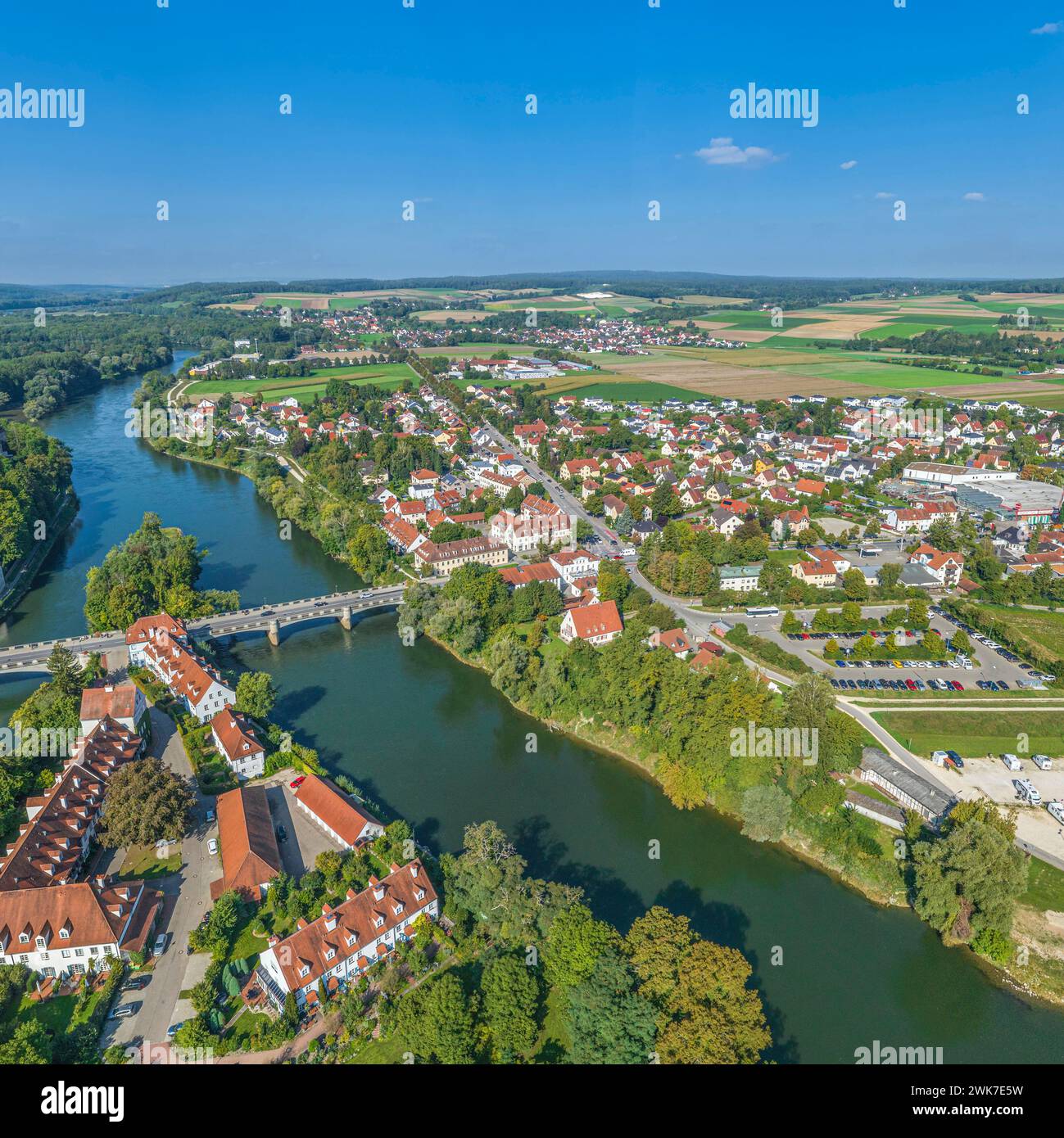View of the Upper Bavarian district town of Neuburg in the Danube ...