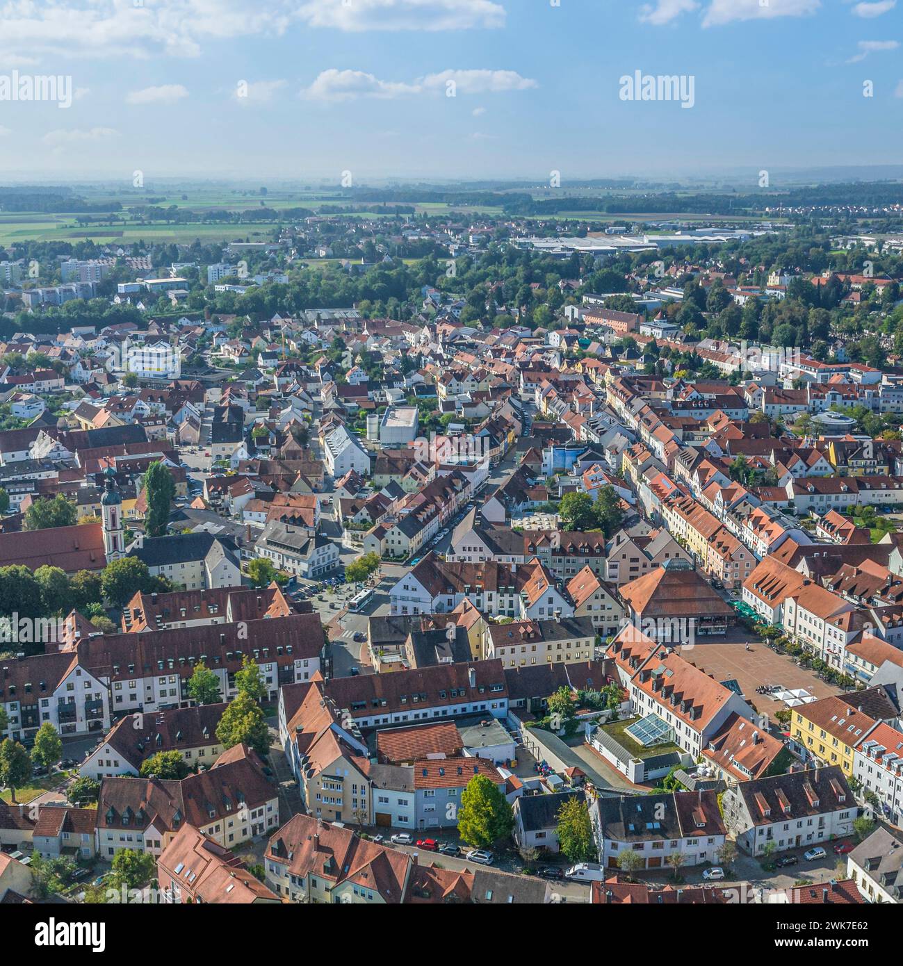 View of the Upper Bavarian district town of Neuburg in the Danube ...