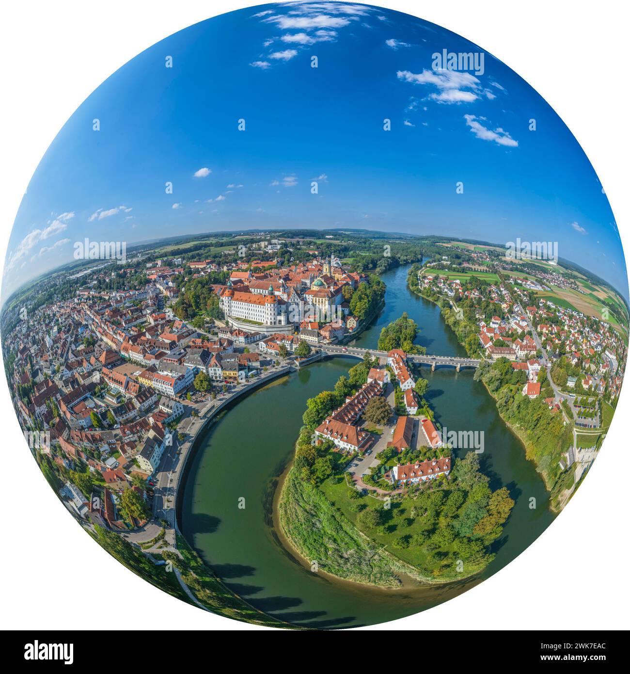View of the Upper Bavarian district town of Neuburg in the Danube ...