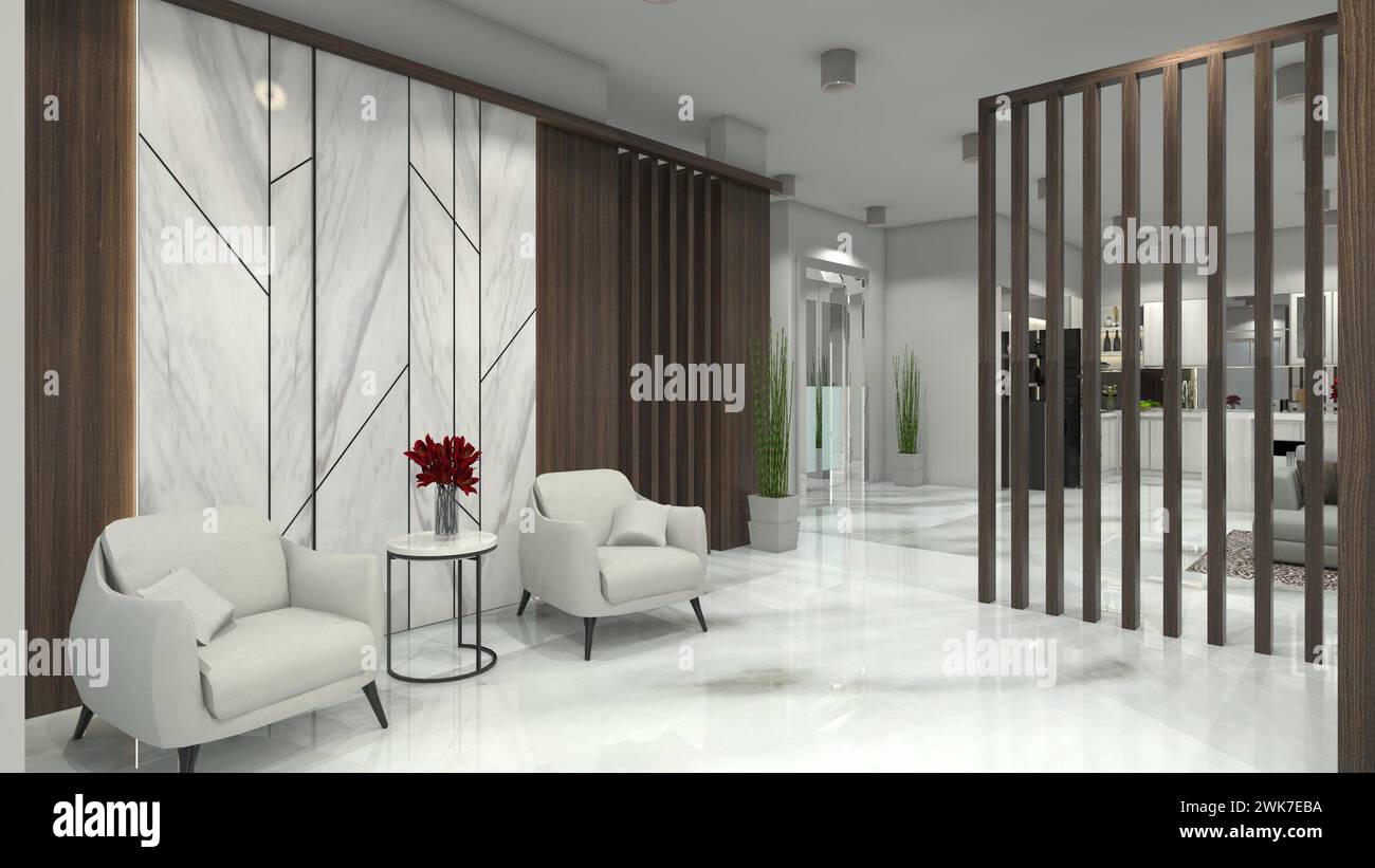 Luxury and Elegant Lobby Design with Wall Panel and Partition ...