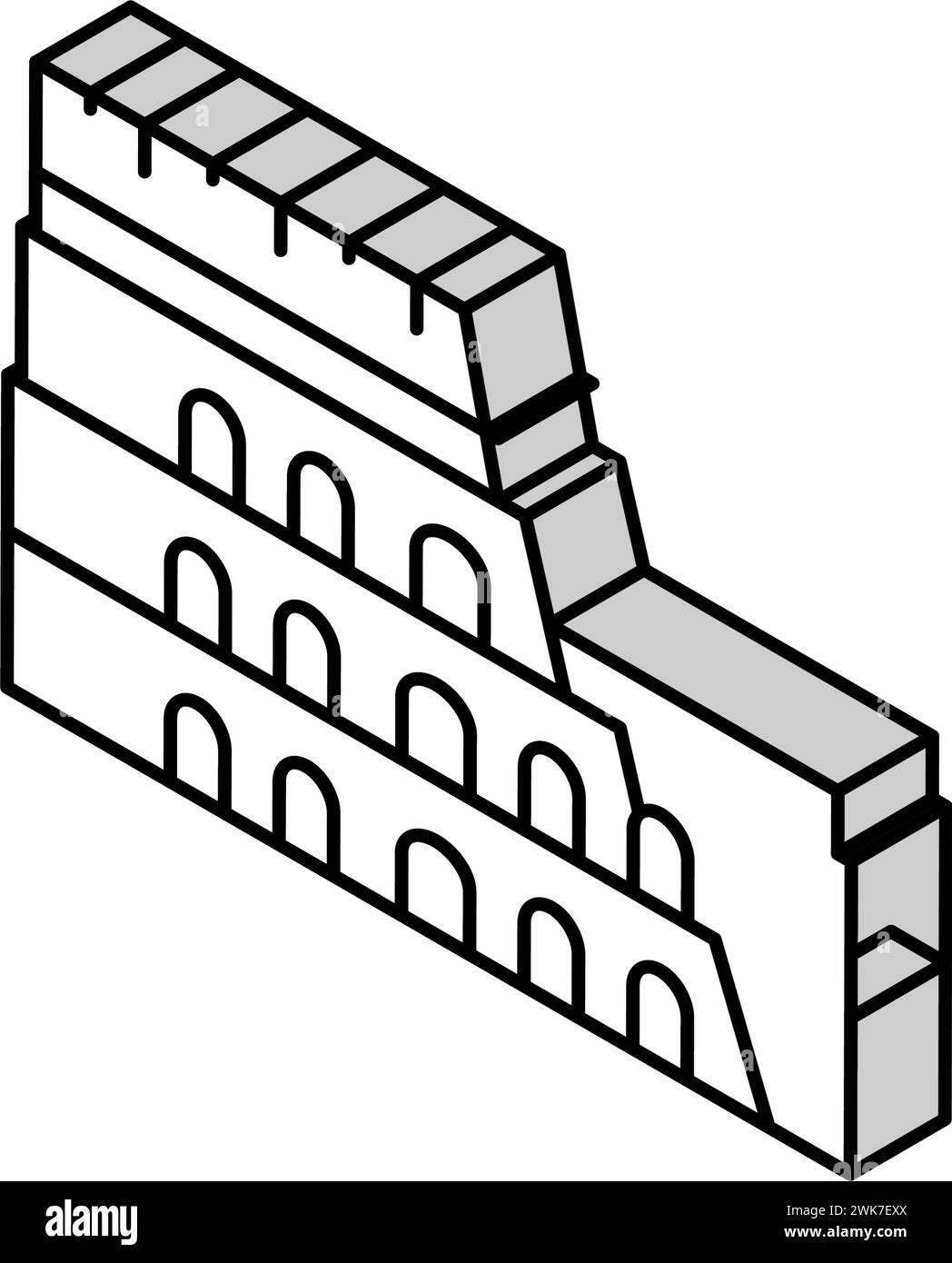 coliseum arena ancient rome building isometric icon vector illustration ...