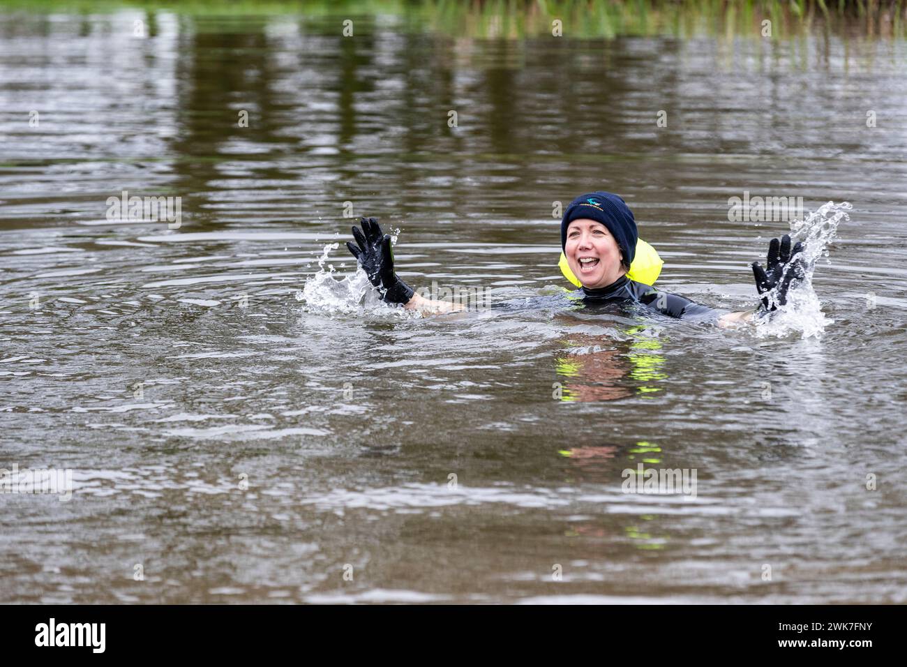 Open, cold water swimmers Stock Photo - Alamy