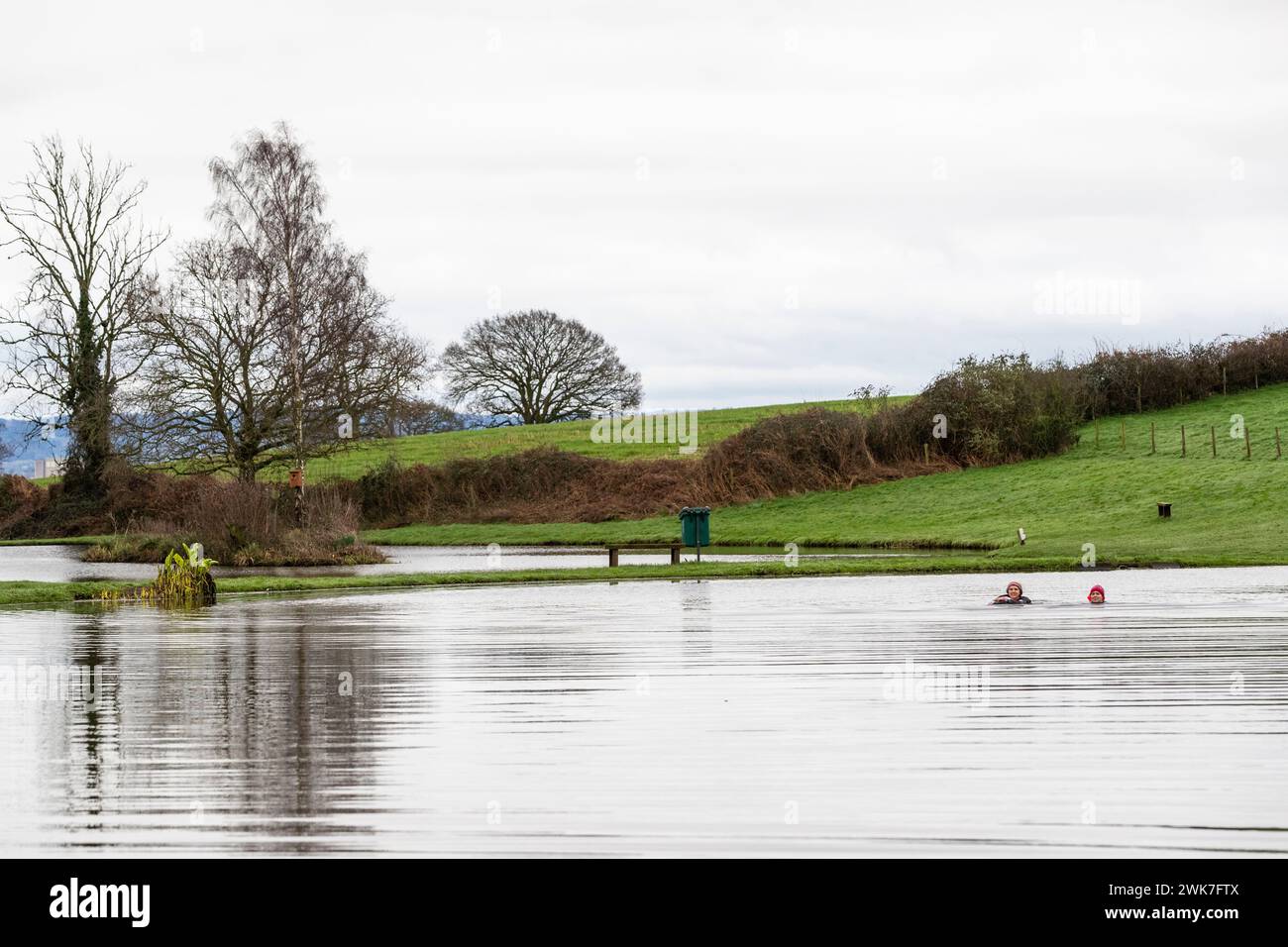 Open, cold water swimmers Stock Photo - Alamy
