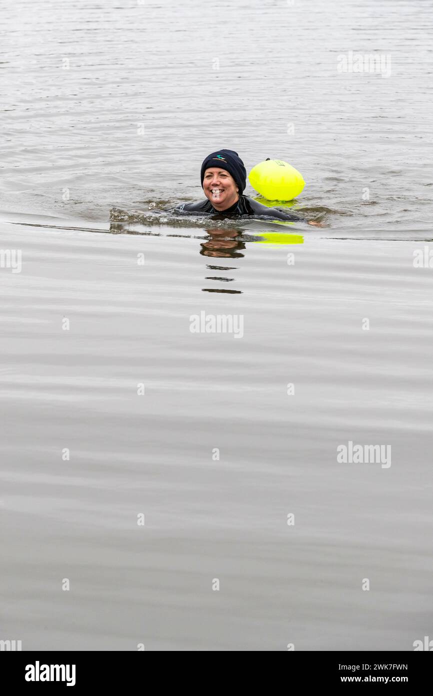 Open, cold water swimmers Stock Photo - Alamy