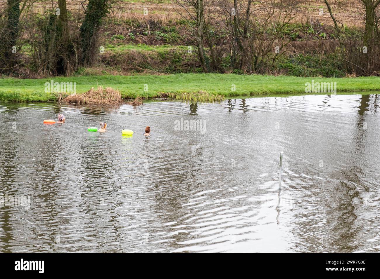 Open, cold water swimmers Stock Photo - Alamy