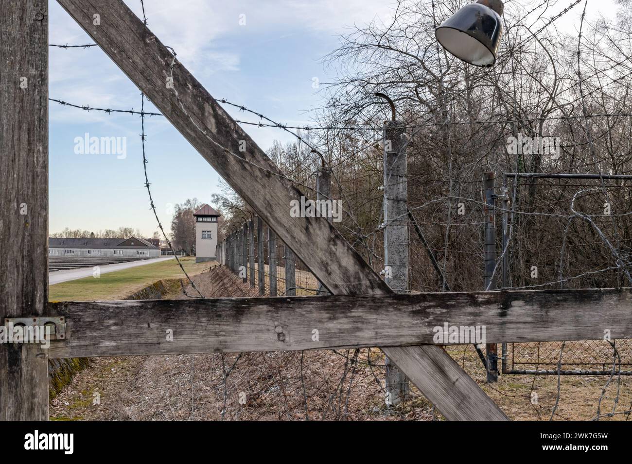 Old World War 2 Watchtower in the Dachau Concentration camp memorial ...