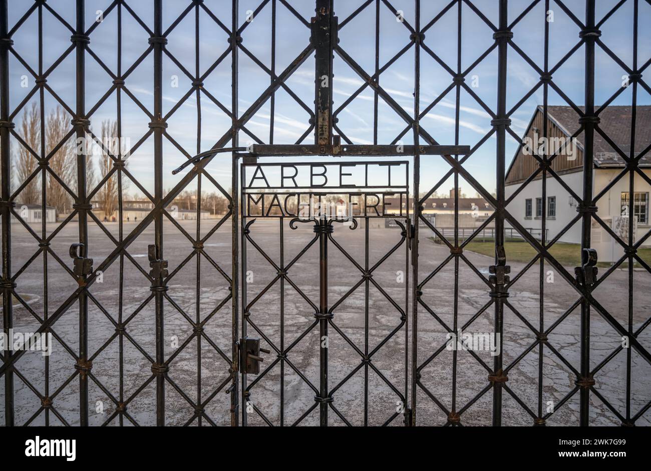 DACHAU, GERMANY Work sets you free sign on gates at Dachau ...