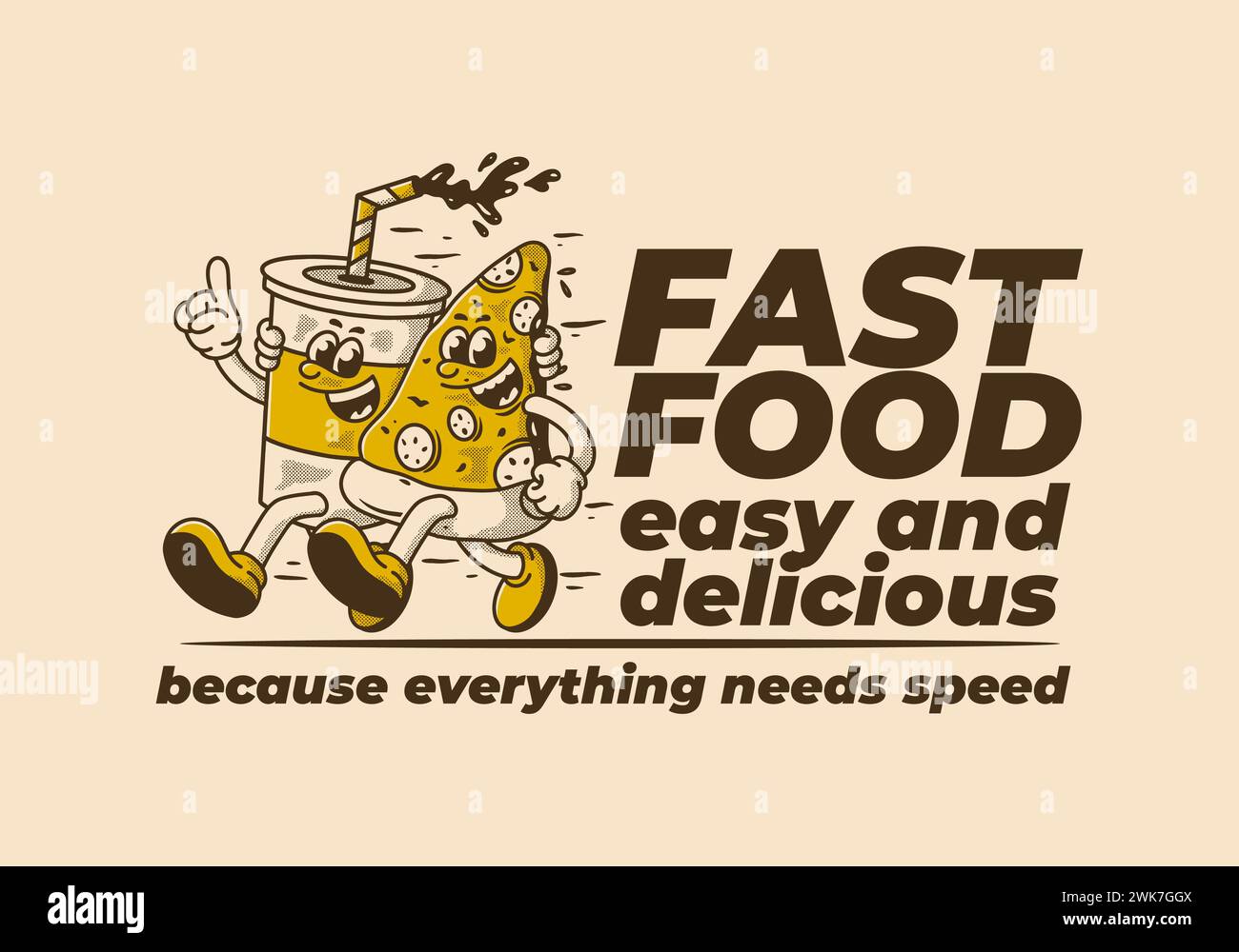 Fast food, easy and delicious. Mascot character illustration of running ...
