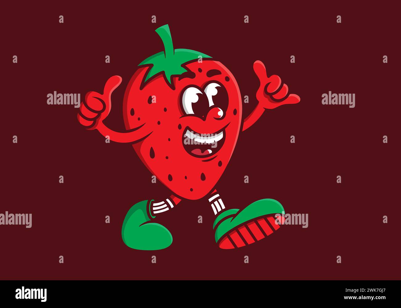 Cute strawberry mascot character cartoon in red color illustration ...