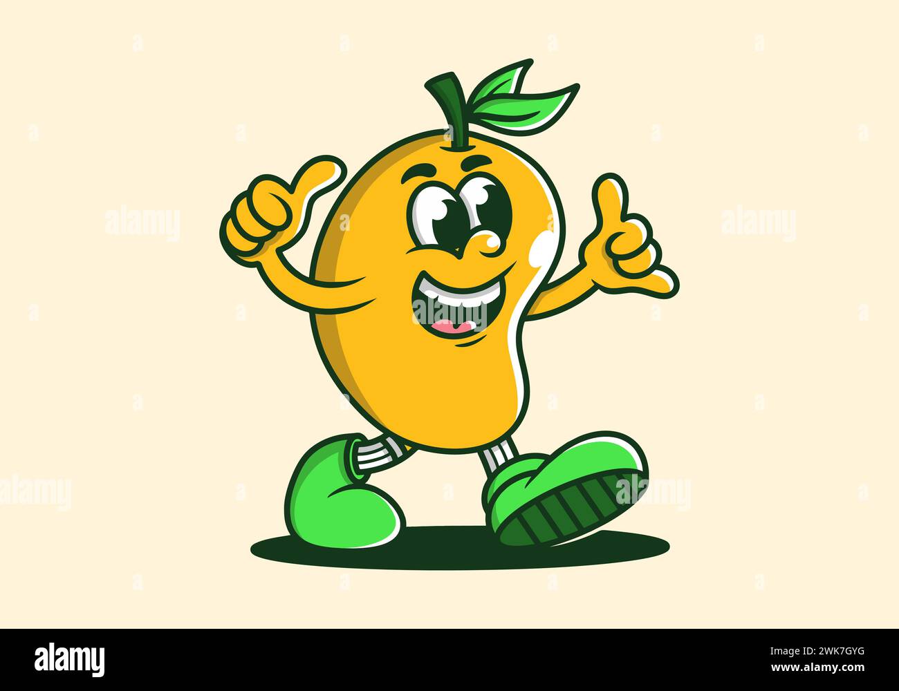 Cute mango mascot character cartoon in yellow color illustration design ...
