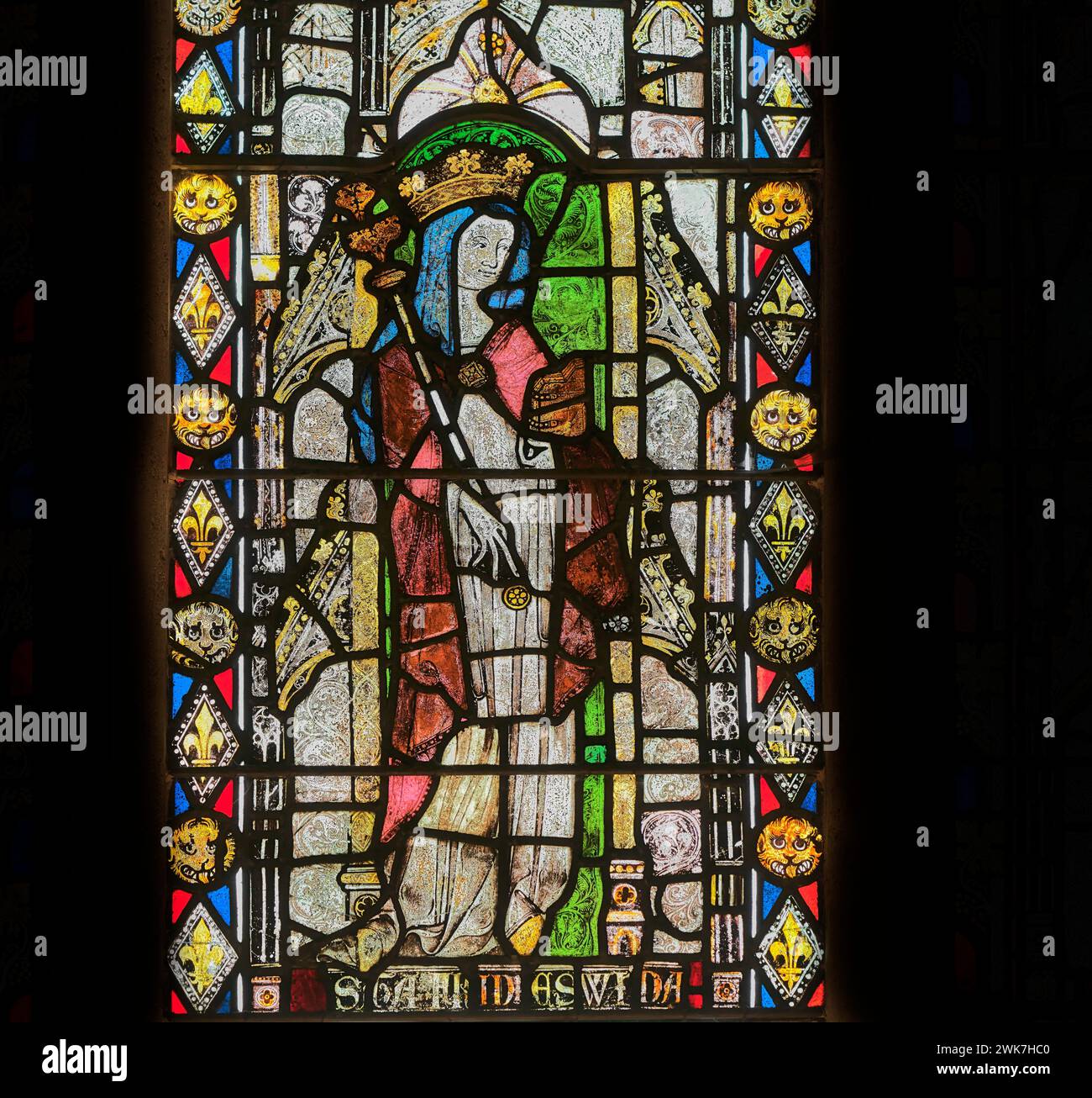 Saint Frithuswith, fourteenth century stained glass window at Christ ...
