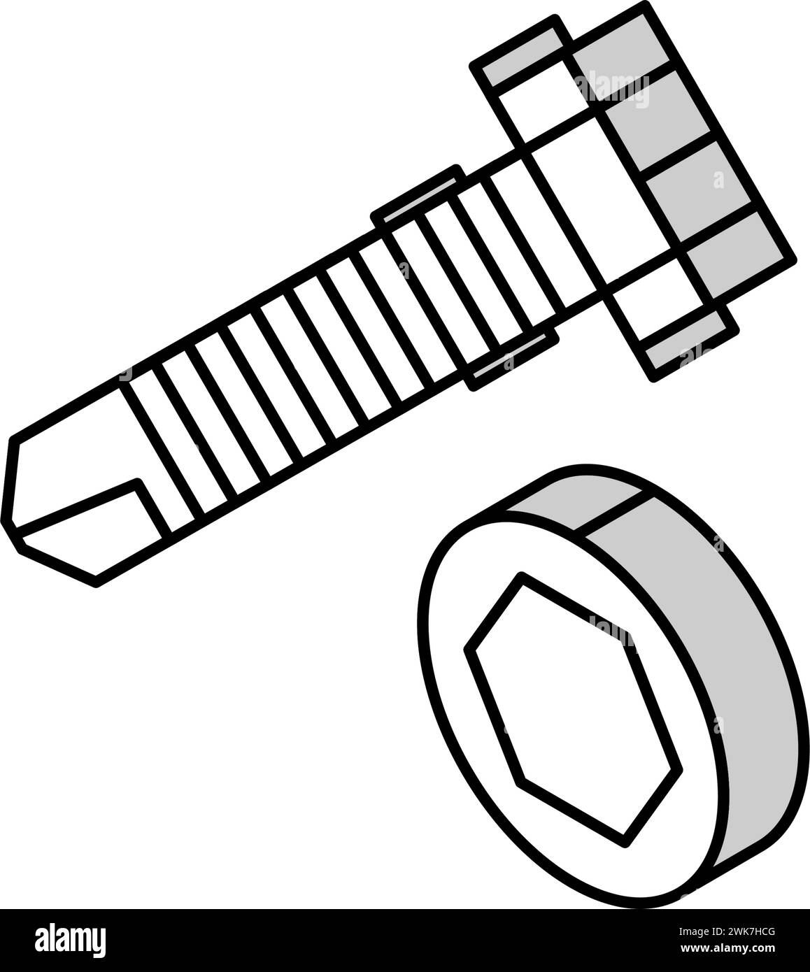 rounded head screw isometric icon vector illustration Stock Vector ...